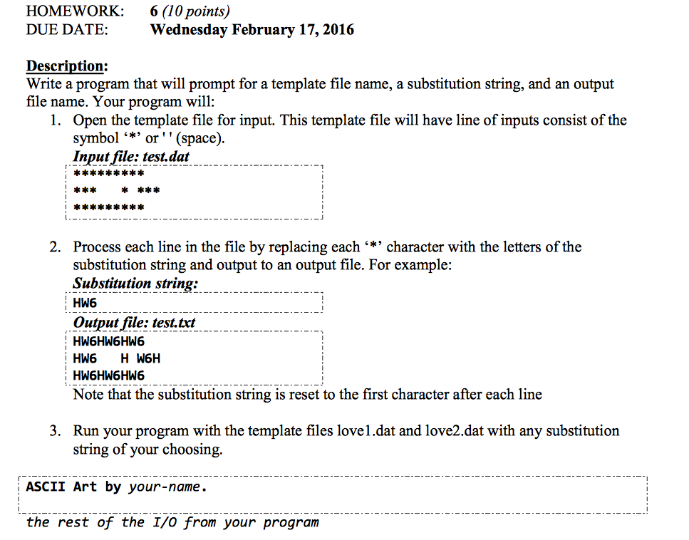 Write a program that will prompt for a template file | Chegg.com
