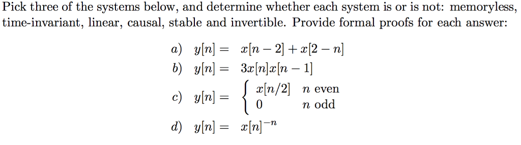 Solved Pick three of the systems below, and determine | Chegg.com