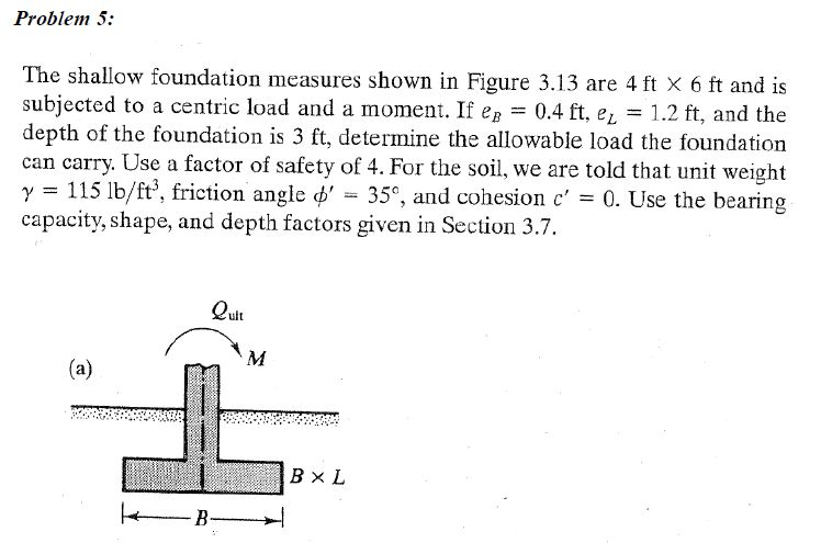 Solved Problem 5: The shallow foundation measures shown in | Chegg.com