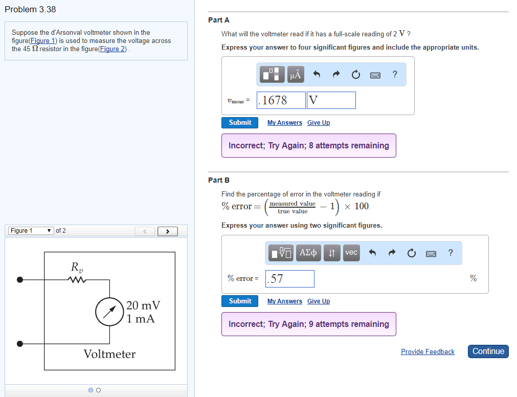 Solved Problem 3.38 Part A Suppose the d'Arsonval voltmeter | Chegg.com