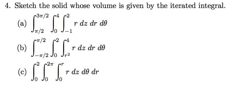 Solved 4. Sketch the solid whose volume is given by the | Chegg.com