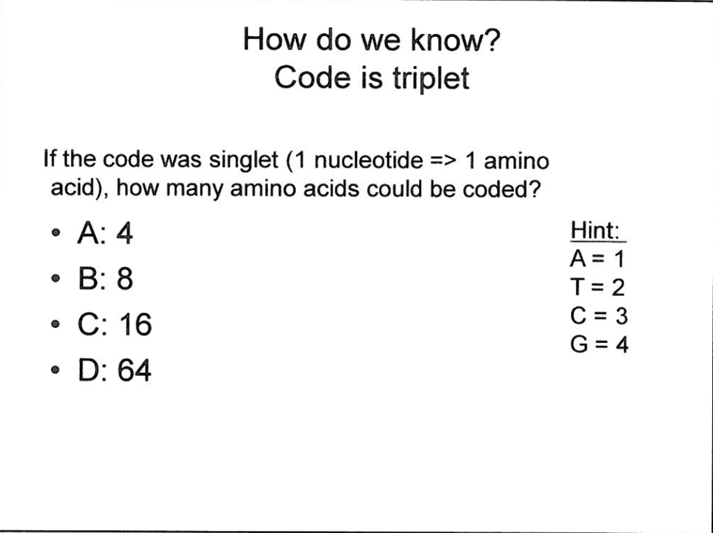 Solved How do we know? Code is triplet If the code was | Chegg.com