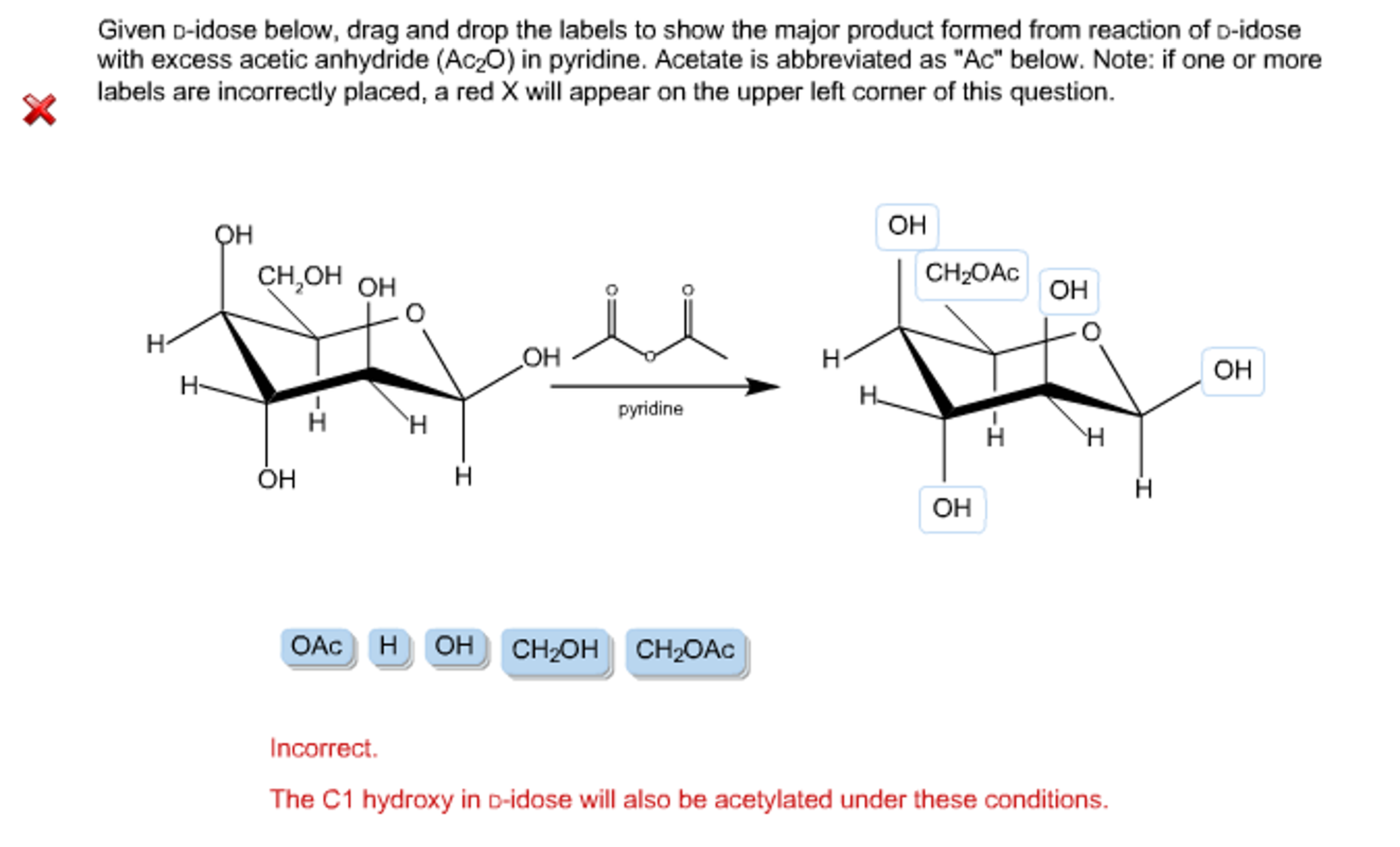 Solved Given D-idose below, drag and drop the labels to show | Chegg.com