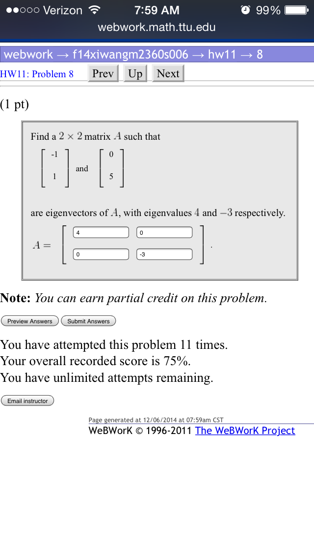Solved: ..ooo Verizon 7:59 AM O 99% Webwork Math Ttu.edu W... | Chegg.com Solved: ..ooo Verizon 7:59 AM O 99% Webwork Math Ttu.edu W... | Chegg.com