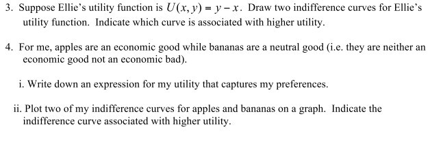 Solved 3. Suppose Ellie?s utility function is U(x,y) = y - | Chegg.com