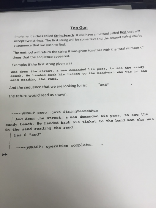 Solved Implement a class called Stringsearch. It will have a | Chegg.com