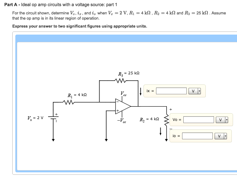 Solved Part A - Ideal op amp circuits with a voltage source: | Chegg.com