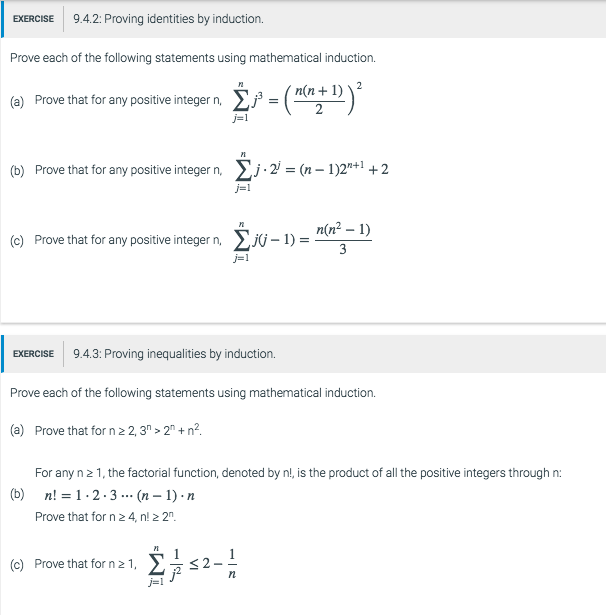 Solved EXERCISE 942: Proving identities by induction. Prove | Chegg.com
