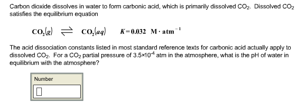 Solved Carbon dioxide dissolves in water to form carbonic | Chegg.com