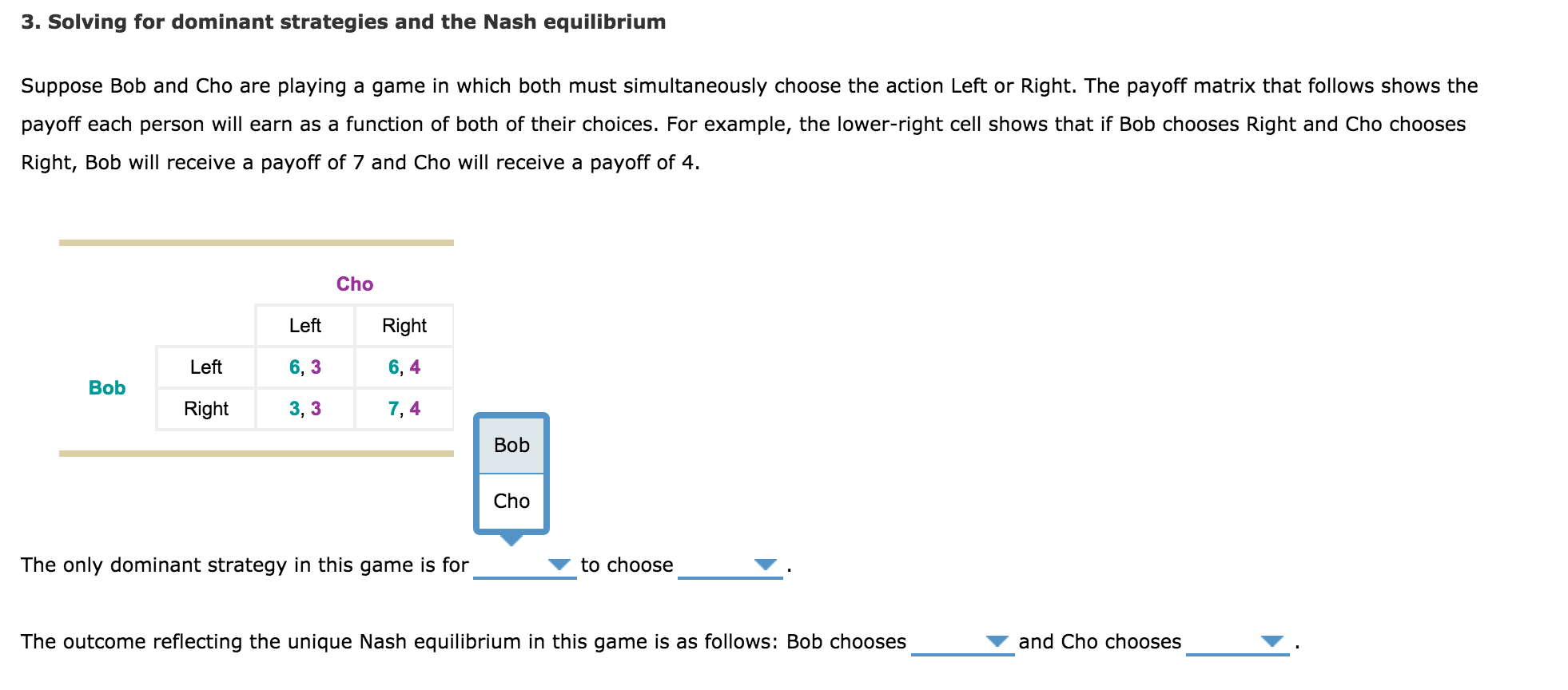 Solved Suppose Bob and Cho are playing a game in which both | Chegg.com