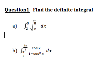 Solved Find the definite integral | Chegg.com
