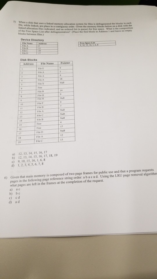 Solved A Disk That Uses A Linked Memory Allocation System