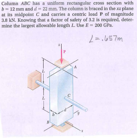 Column ABC has a uniform rectangular cross section | Chegg.com