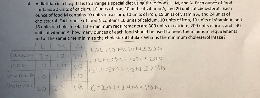 Solved 4. A dietitian in a hospital is to arrange a special | Chegg.com