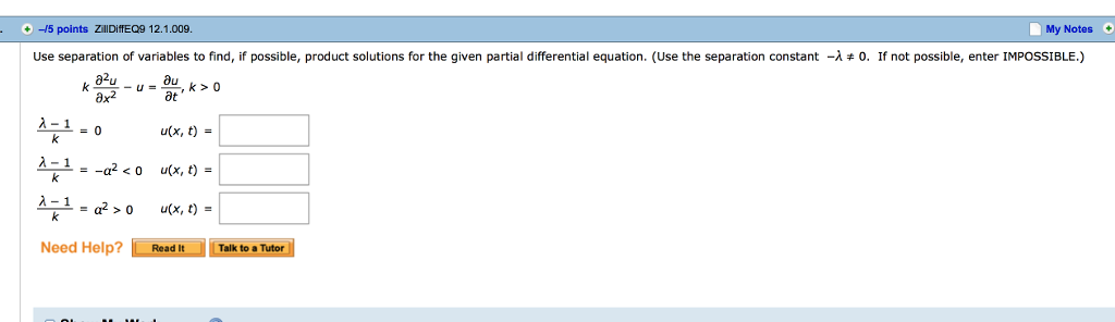 Solved Use Separation Of Variables To Find If Possible