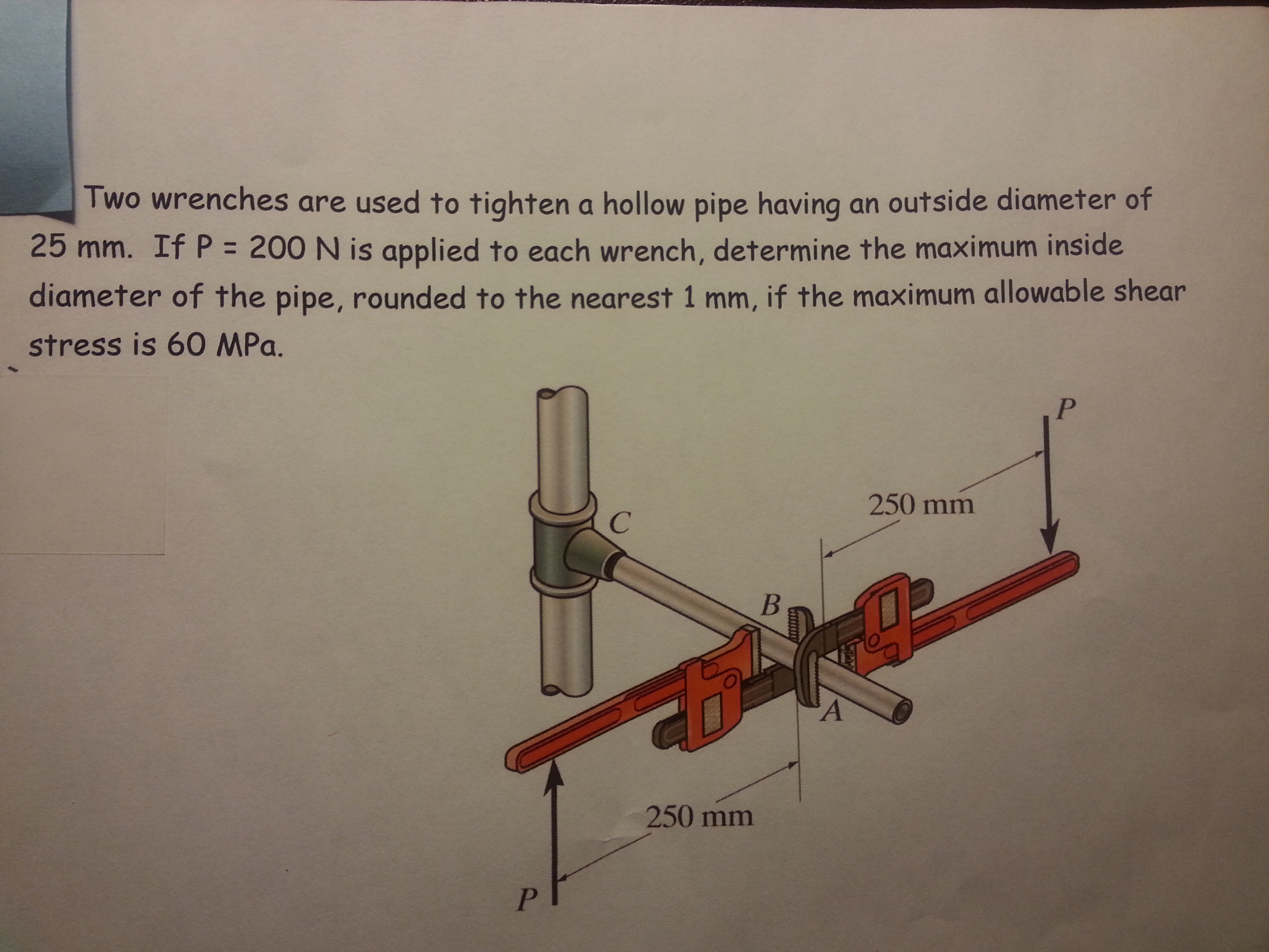 Two wrenches are used to tighten a hollow pipe having | Chegg.com Two wrenches are used to tighten a hollow pipe having | Chegg.com