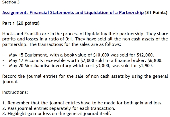 Solved Section 3 Assignment: Financial Statements and | Chegg.com