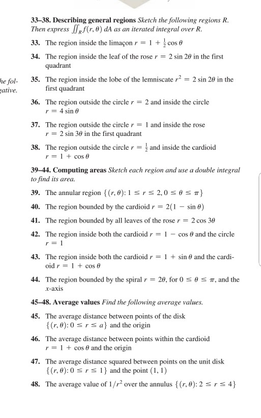 Solved 33-38. Describing general regions Sketch the | Chegg.com