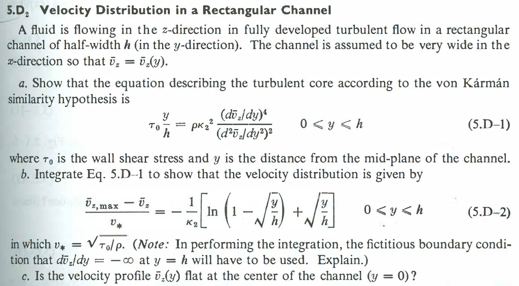 5D. Velocity Distribution in a Rectangular Channel A | Chegg.com