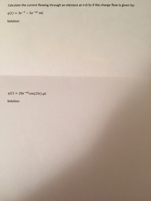 Solved Calculate the current flowing through an element at | Chegg.com