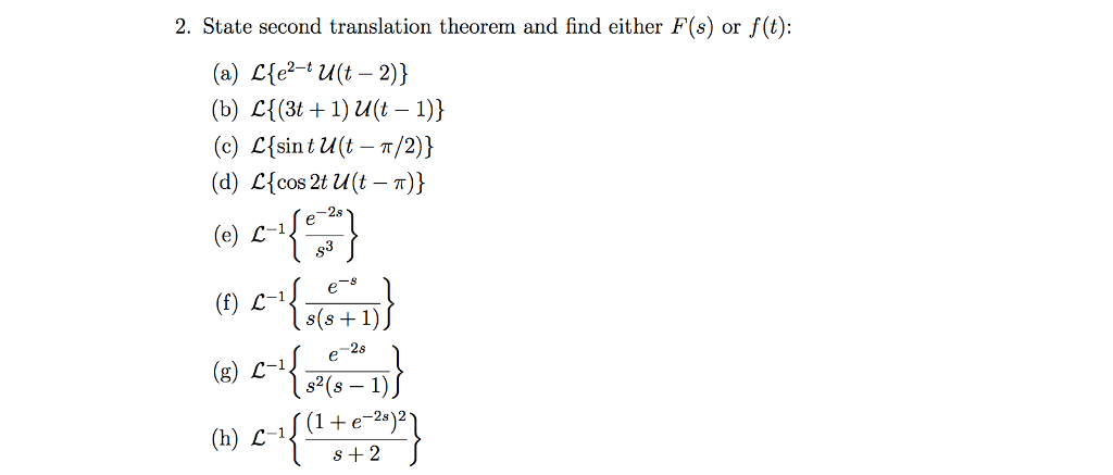 Solved State second translation theorem and find either F | Chegg.com