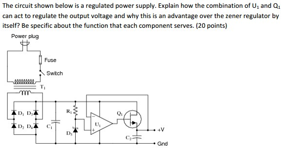 The circuit shown below is a regulated power supply. | Chegg.com