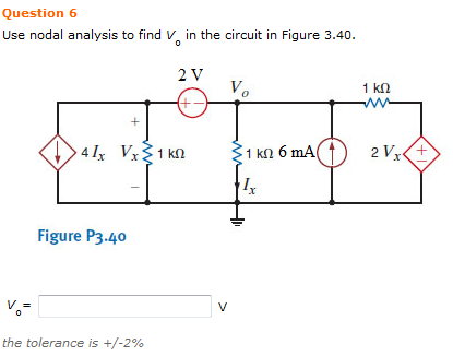 Solved Use nodal analysis to find Vo in the circuit in | Chegg.com
