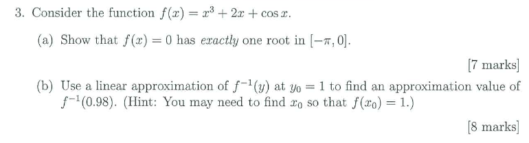 Solved 3. Consider the function f(x)2r cos.z. (a) Show that | Chegg.com