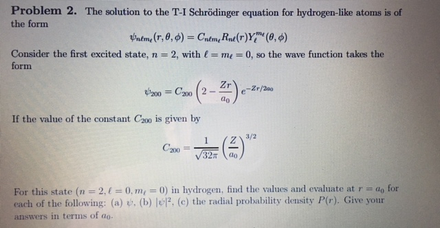 Solved Problem 2. the form The solution to the T-I | Chegg.com