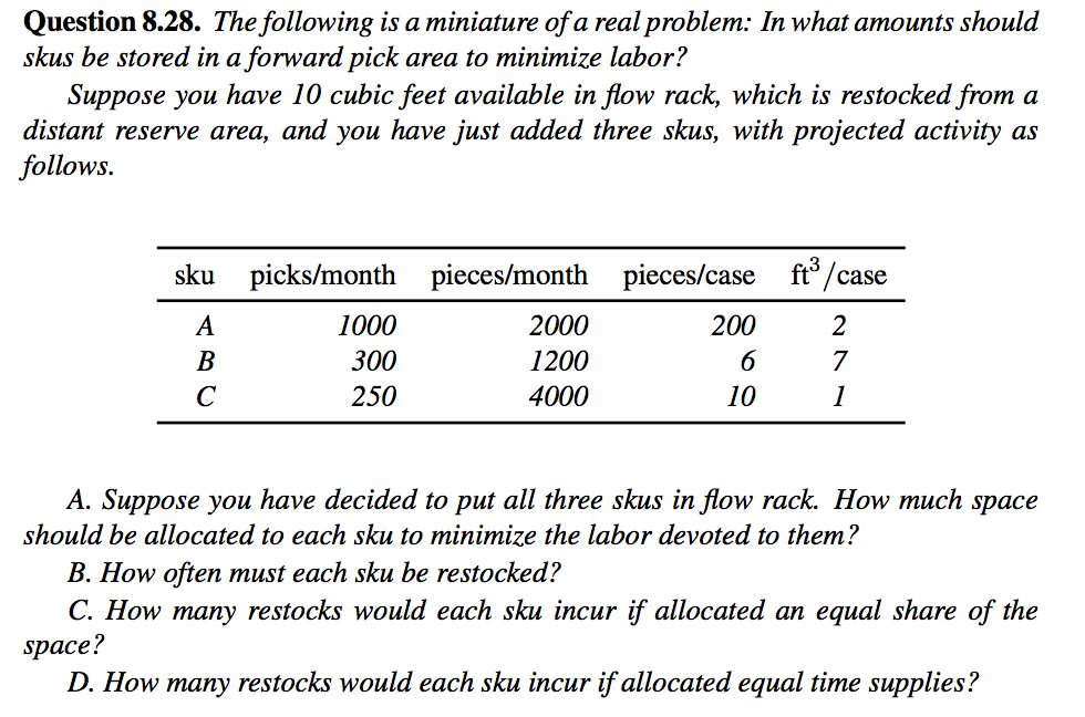 Solved Question for warehouse management. Specifically under | Chegg.com