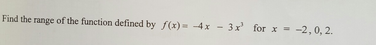 Solved Find the range of the function defined by f(x) = -4x | Chegg.com