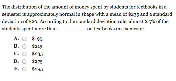 Solved The distribution of the amount of money spent by | Chegg.com