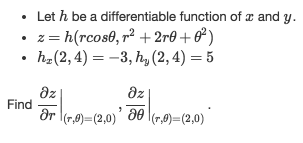 Solved Let h be a differentiable function of x and y. z=h(r | Chegg.com Solved Let h be a differentiable function of x and y. z=h(r | Chegg.com