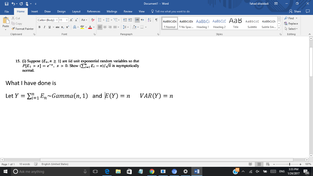 Solved fahad alraddad Document1 Word Insert Draw Design | Chegg.com