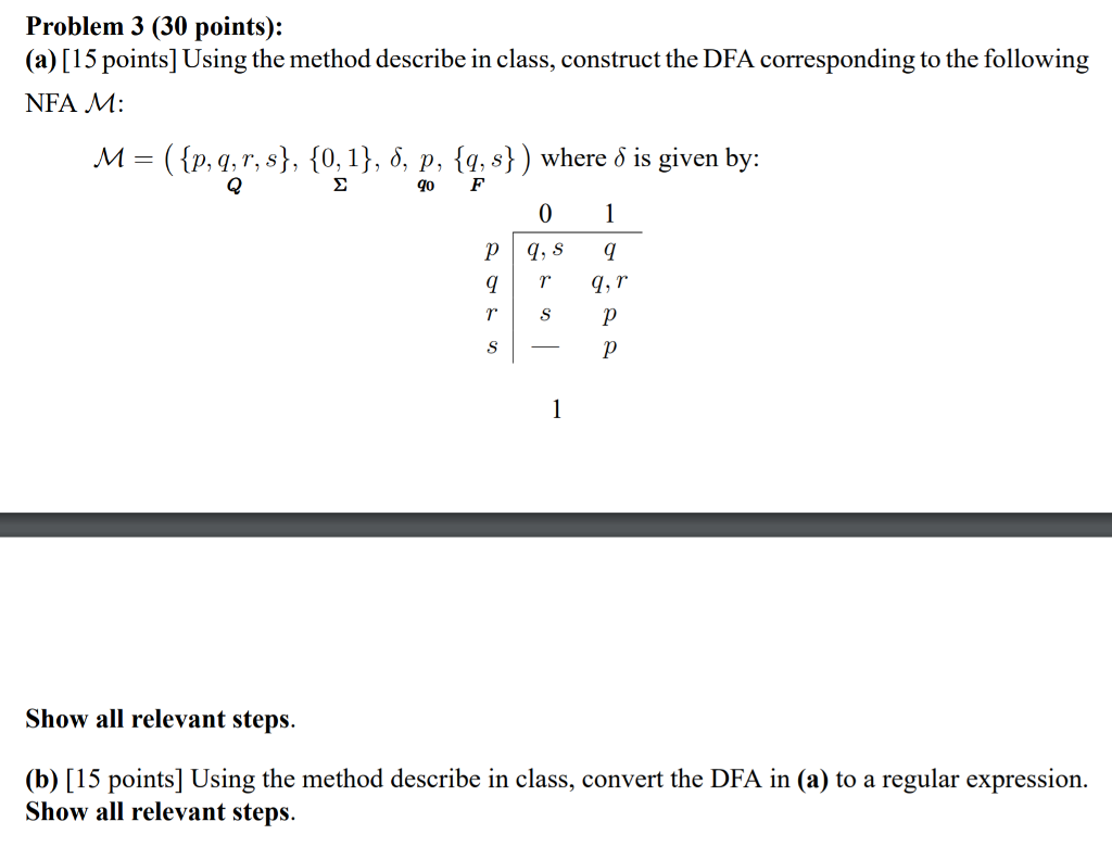 Solved Problem 3 (30 points): (a) [15 points] Using the | Chegg.com