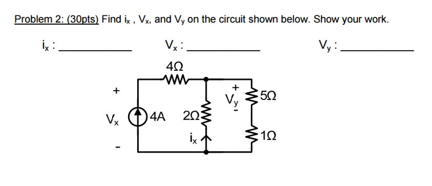 Solved Find i_x, V_x, and V_y on the circuit shown below. | Chegg.com