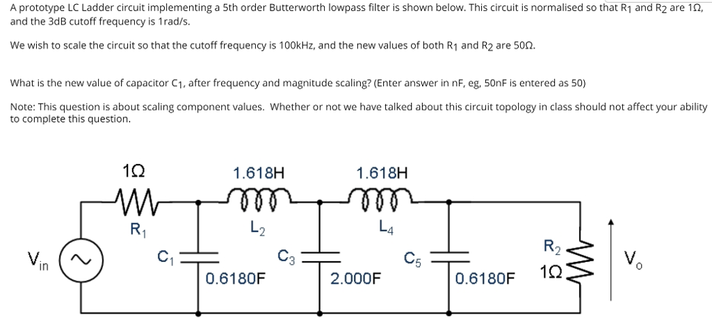 Solved A prototype LC Ladder circuit implementing a 5th | Chegg.com