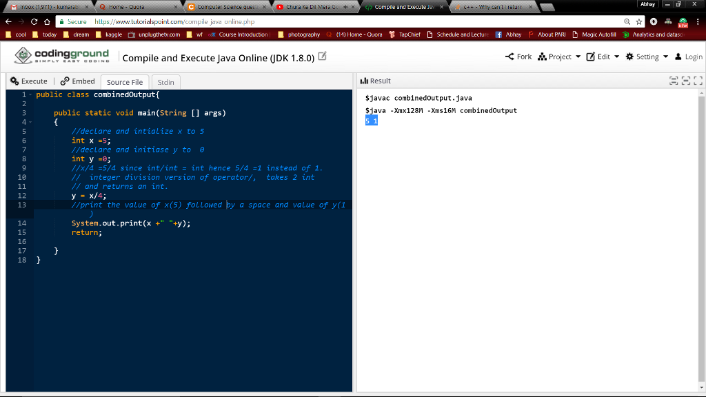(Solved Homework): public class combinedoutput t { public static void main (String [] args ...