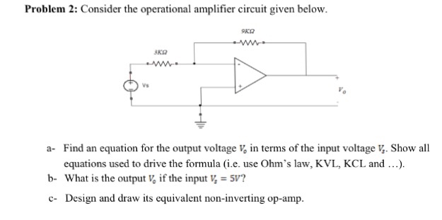 Solved Consider the operational amplifier circuit given | Chegg.com