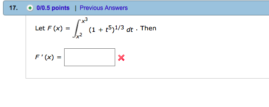 Solved Evaluate the integral Let F(x) = integral^x^3_x^2 (1 | Chegg.com