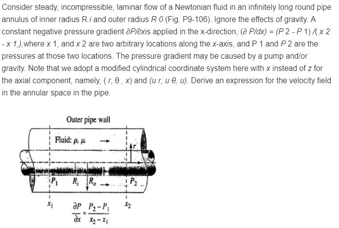 Solved Consider steady, incompressible, laminar flow of a | Chegg.com