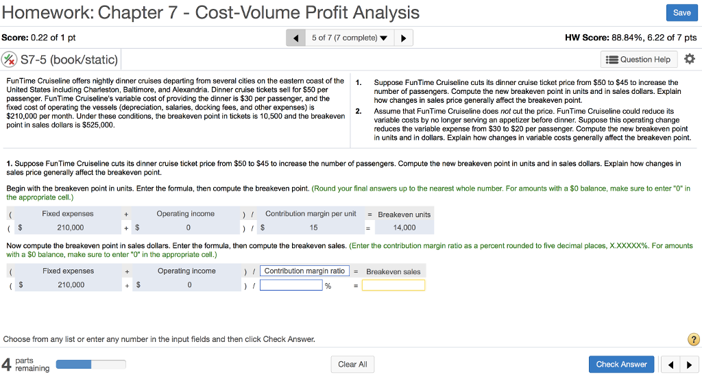 Solved Homework: Chapter 7 - Cost-Volume Profit Analysis | Chegg.com