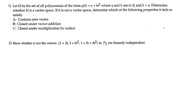 Solved Let H be the set of all polynomials of the form p(t) | Chegg.com
