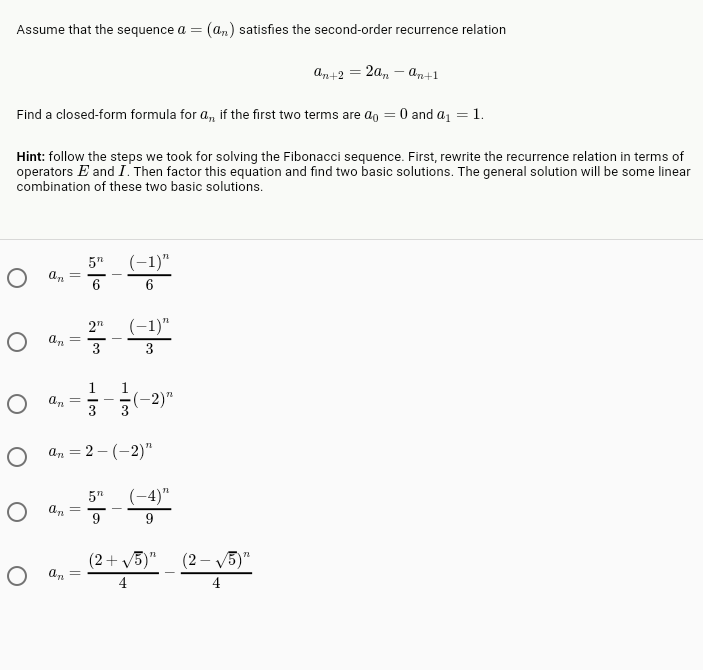 Solved Assume that the sequence a = (a_n) satisfies the | Chegg.com