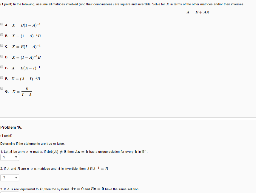 Solved In the following, assume all matrices involved (and | Chegg.com
