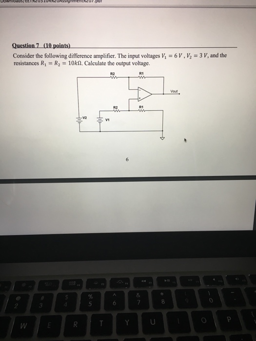 Solved Consider the following difference amplifier. The | Chegg.com