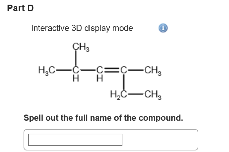 Solved Part D Interactive 3D display mode 1 CH H C CH H H | Chegg.com