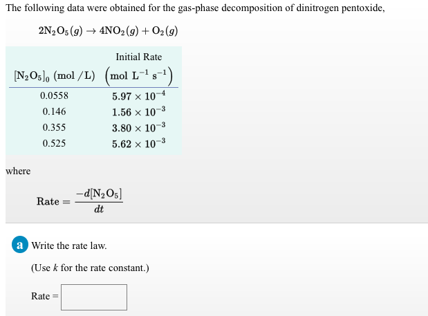 Solved The following data were obtained for the gas-phase | Chegg.com