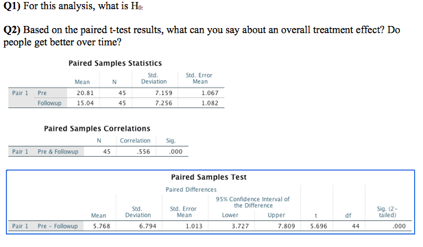 Solved Q1) For this analysis, what is Ho Q2) Based on the | Chegg.com