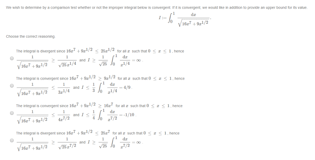 Solved We wish to determine by a comparison test whether or | Chegg.com